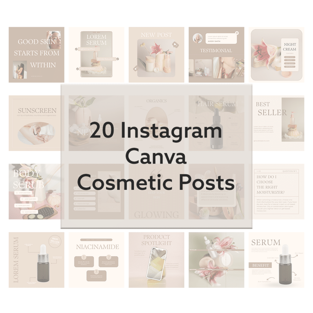 20 x Cosmetic Social Media Post Templates - DigitalProducts4u